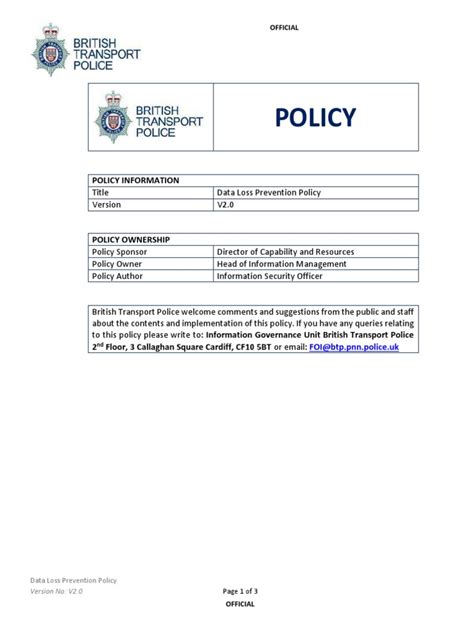 Data Loss Prevention Policy Pdf Information Security Computer