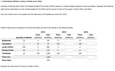 Solved 1 Calculating Inflation Using A Simple Price Index Chegg Com