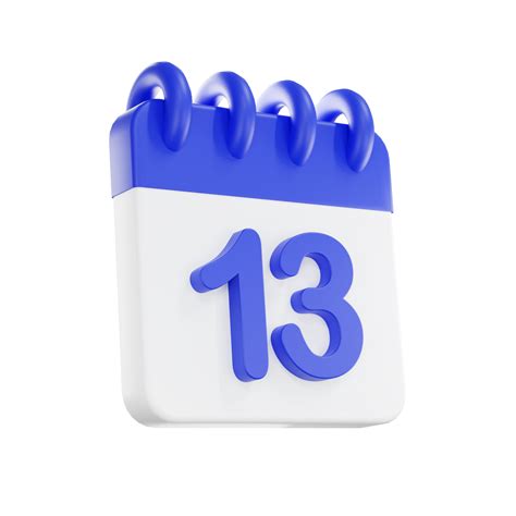 3d Rendering Calendar Icon With A Day Of 13 Blue And White Color 22541214 Png