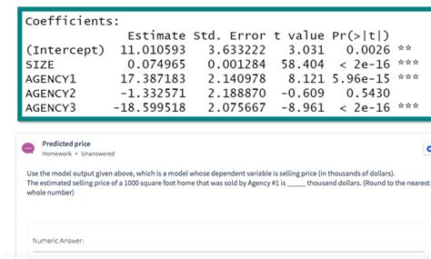 solved coefficients estimate std error t value pr [t]