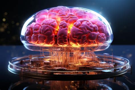 Premium Ai Image Dynamic Cognitive Visualization Dark Background Hologramlike Human Brain View
