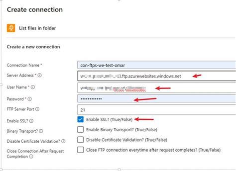 access [logic apps app services] site files with ftps using logic