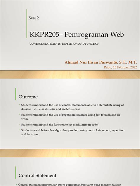 w2 pemrogramanweb php control statement pdf