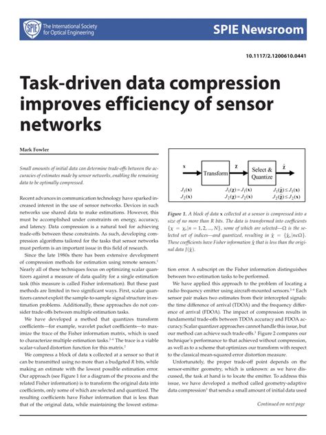 Pdf Task Driven Data Compression Improves Efficiency Of Sensor Networks