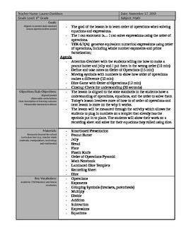 Order Of Operations Lesson Plan By Davidson Teachers Pay Teachers