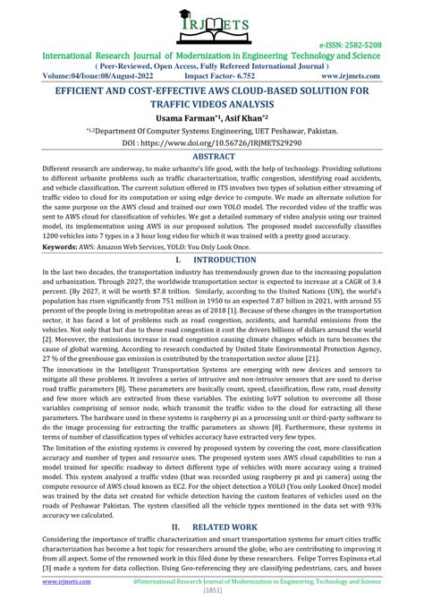 Pdf Efficient And Cost Effective Aws Cloud Based Solution For Traffic