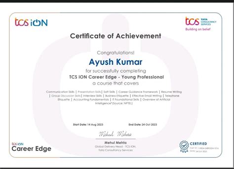 Ayush Kumar On Linkedin Tcs