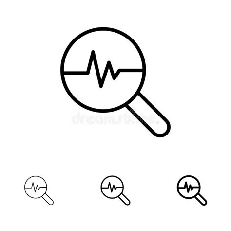 Graphic Info Graphics Graph Search Chart Bold And Thin Black Line Icon Set Stock Vector