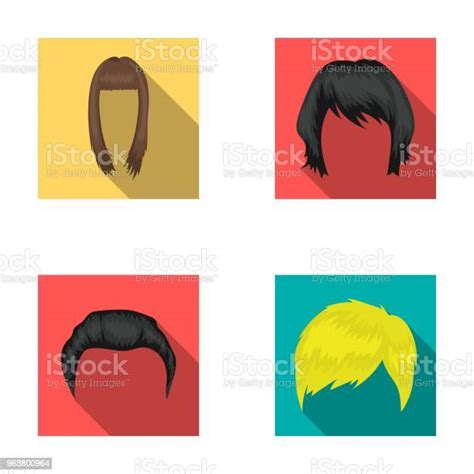 여자의 머리 남자 헤어스타일 수염 평면 스타일 벡터 기호 재고 일러스트 레이 션 웹에서 컬렉션 아이콘을 설정합니다 남자에 대한 스톡 벡터 아트 및 기타 이미지 Istock