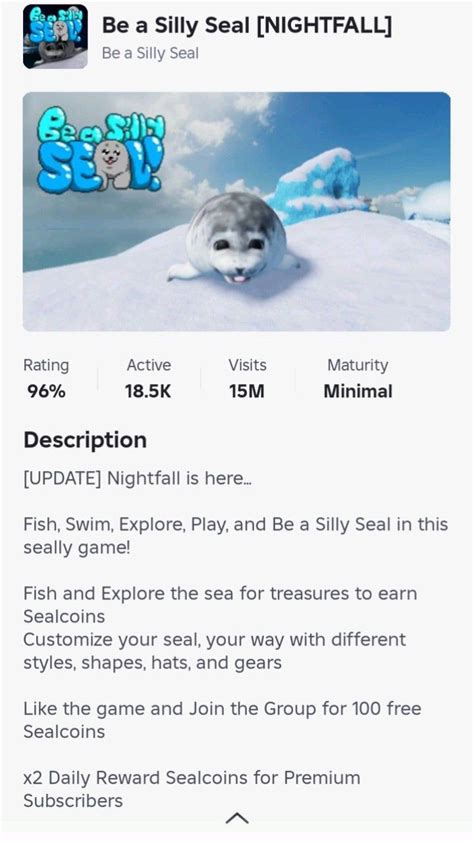 Be A Silly Seal En Roblox In 2025 Silly Seal Roblox