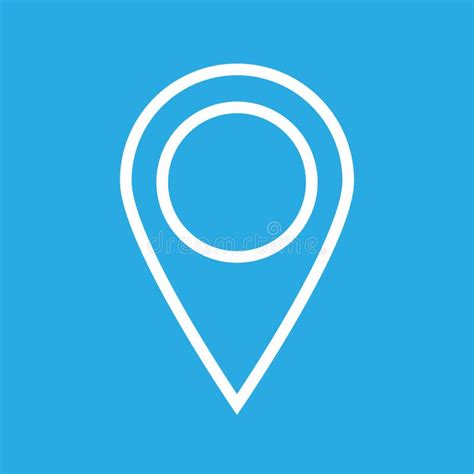Geolocation Icon On A Blue Background Linear Pin Code Icons Of The Geolocation Map Stock Vector
