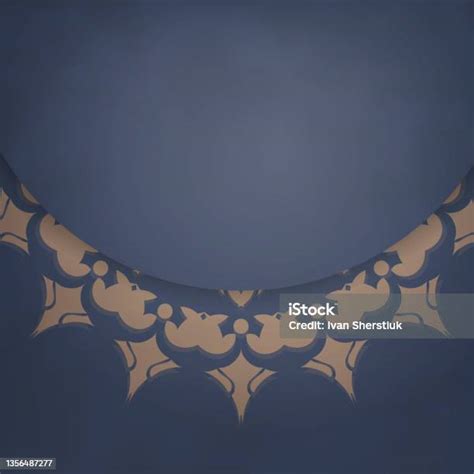 엽서는 고급스러운 갈색 패턴의 파란색이며 인쇄 할 준비가되어 있습니다 0명에 대한 스톡 벡터 아트 및 기타 이미지 0명 그라데이션 기하 도형 Istock