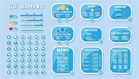 Blue GUI Set 2 GameDev Market