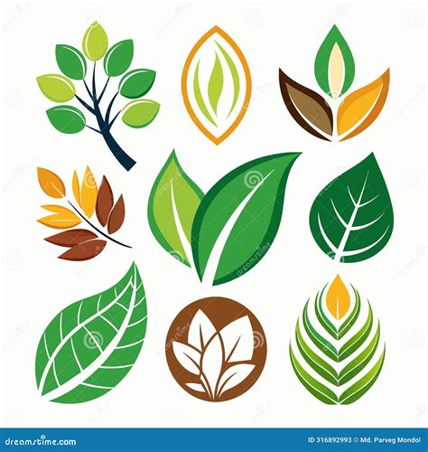 A Different Types Logo Templates With Leaves Stock Illustration Illustration Of Templates