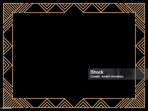 아르 데코 프레임 빈티지 선형 테두리 초대장 전단지 및 인사말 카드에 대한 템플릿을 디자인합니다 기하학적 황금 프레임 1920