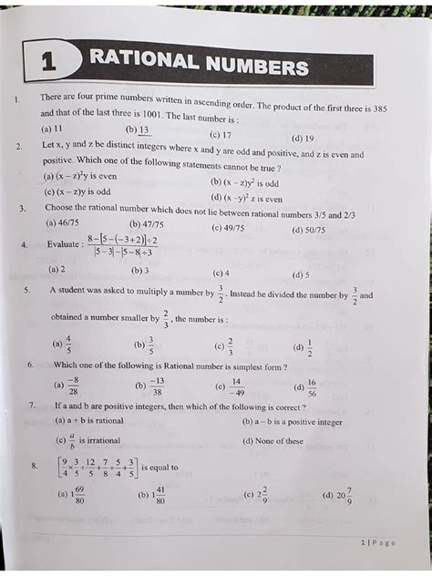 Rational Number And Linear Equation 1 Pdf