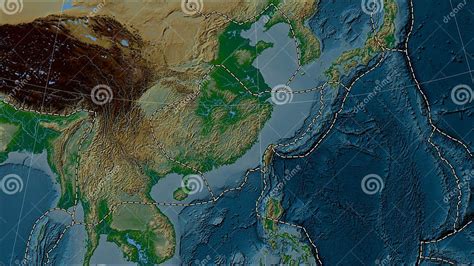 Yangtze Plate Boundaries Physical Map Stock Illustration Illustration Of Fault Volcano