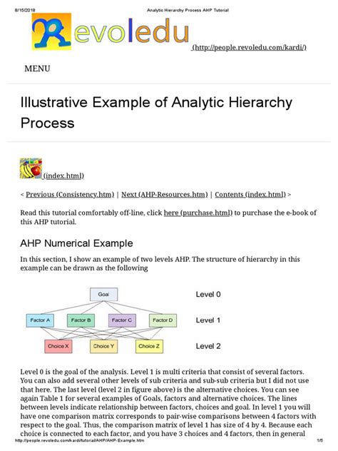 Calculation Analytic Hierarchy Process Ahp Tutorial Pdf Matrix Mathematics Eigenvalues