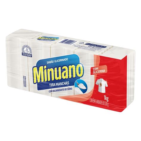 Sabão Barra Glicerinado Tira Manchas Minuano Pacote 1kg 5 Unidades
