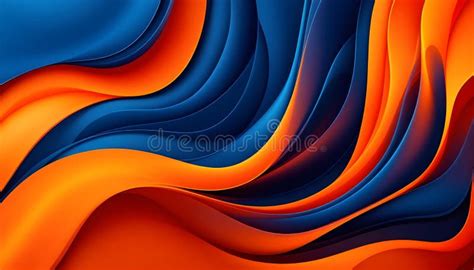 Abstract Flowing Waves In Blue And Orange Futuristic Background Stock