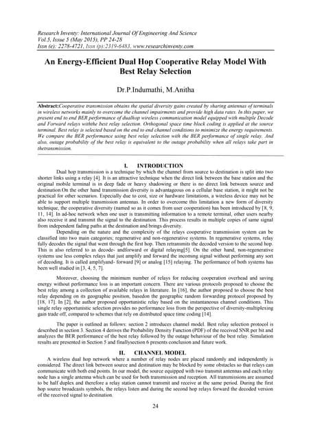 An Energy Efficient Dual Hop Cooperative Relay Model With Best Relay Selection Pdf
