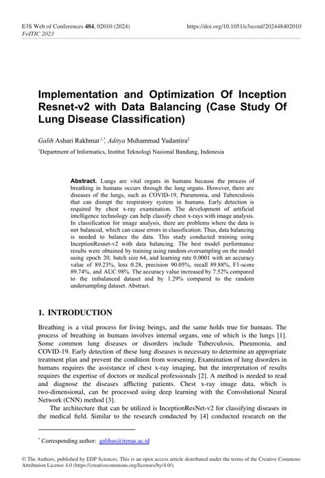 Pdf Implementation And Optimization Of Inception Resnet V2 With Data
