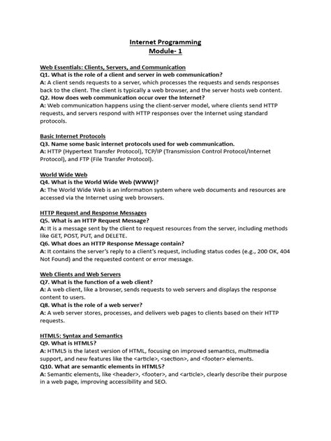 Internet Programming Module 1 Pdf