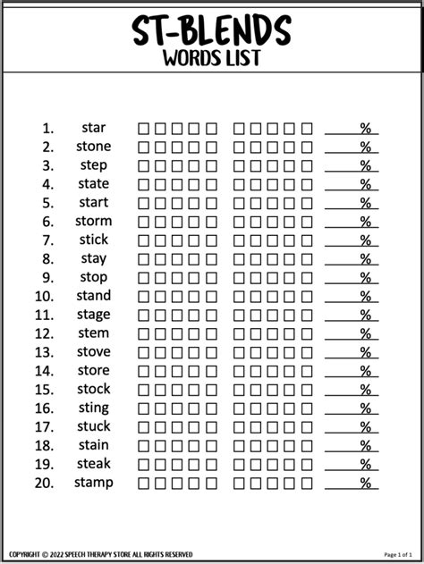 90 St Words Speech Therapy Pdf Blends Speech Therapy Store