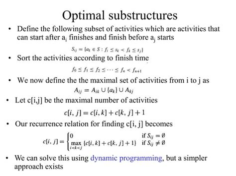 Greedy Algorithms With Activity Selection Problemppt Computing