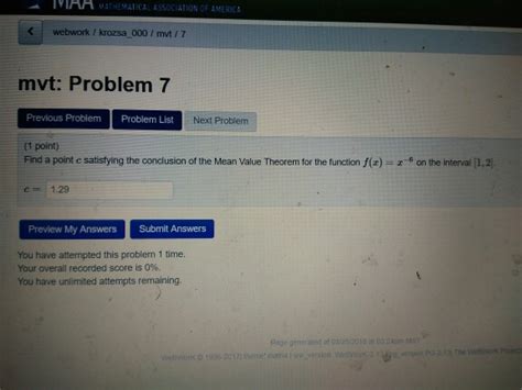 Solved Webwork Krozsa 000 Mvt 7 Mvt Problem 7
