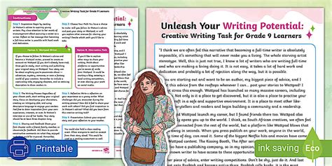 Free Creative Writing Task For Grade 9 Learners Twinkl
