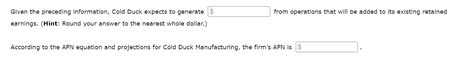 Solved What Is The Firms Afn And How Do I Calculate Money