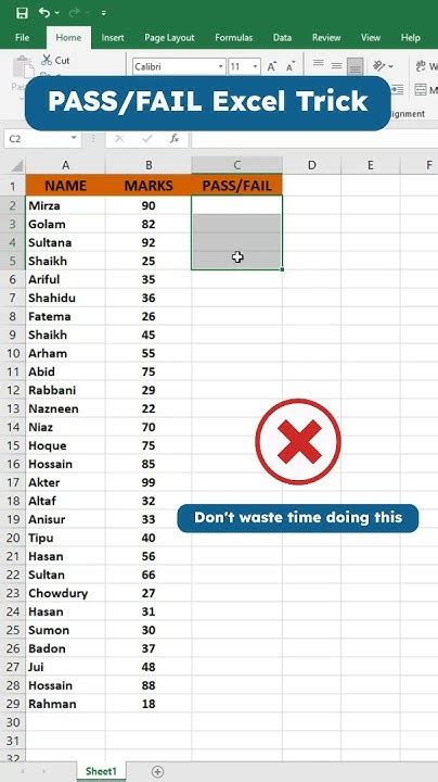 Pass Fail Formulas In Excel Excel Tricks Excel If Function Tips