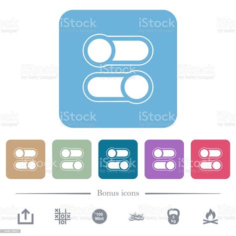 Horizontal Toggle Switches Alternate Flat Icons On Color Rounded Square Backgrounds Stock