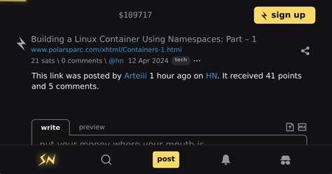 Building A Linux Container Using Namespaces Part 1 Stacker News ~tech