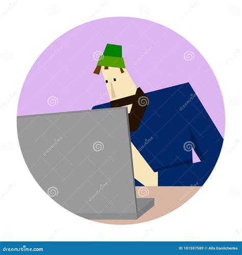 Programmer Working And Coding By The Computer Stock Vector Illustration Of Designer Internet