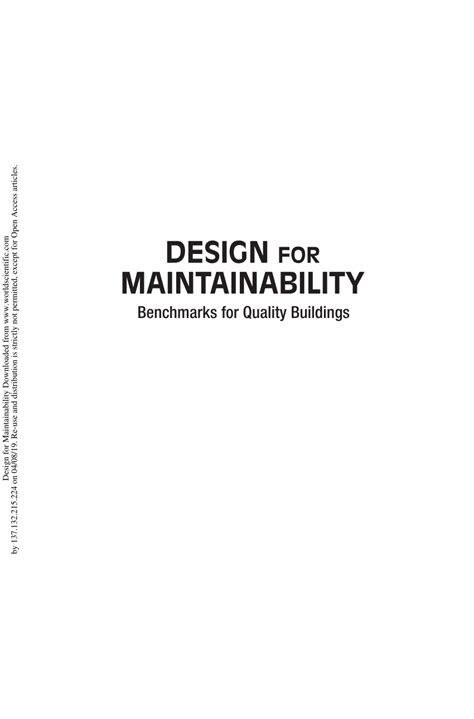 Pdf Design For Maintainability Benchmarks For Quality Buildings