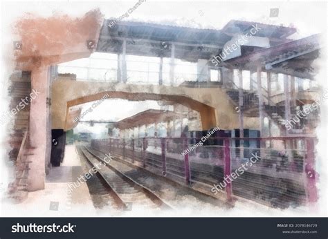 Railway Station Scene Painting