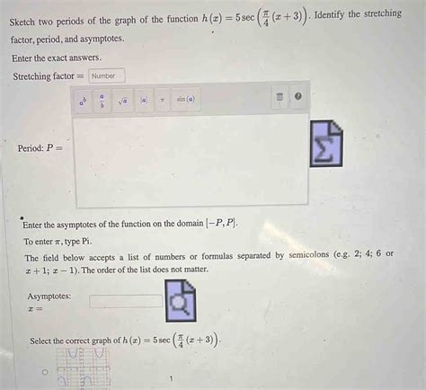 solved sketch two periods of the graph of the function h x 5sec π
