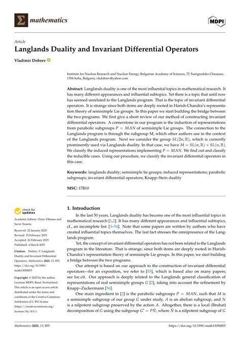 Pdf Langlands Duality And Invariant Differential Operators