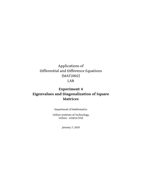 experiment 4 eigenvalues and diagonalization pdf eigenvalues and