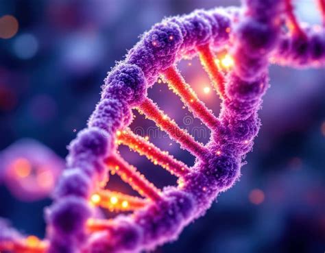Close Up Image Of A Colored Double Helix Dna Model Depicted In Atomic Structure With Spheres