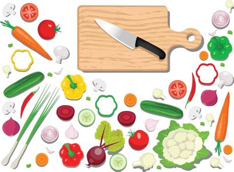 4 200 Cutting Board Vegetables Stock Illustrations Royalty Free