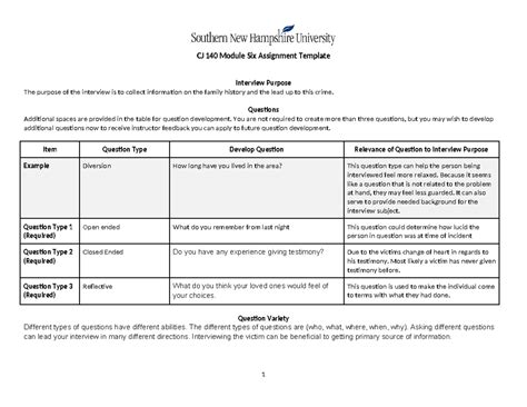 Cj 140 Module Six Assignment Template Cj 140 Module Six Assignment Template Interview Purpose