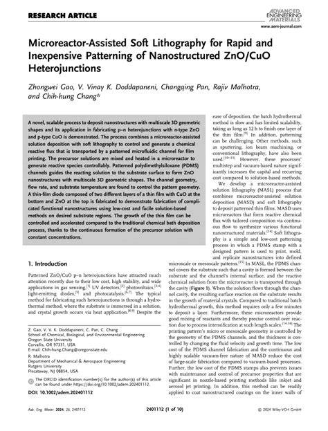 microreactor‐assisted soft lithography for rapid and inexpensive
