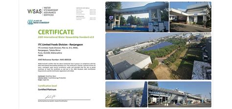 Itcs Icml Ranjangaon Awarded Platinum Level Certification By The Alliance Of Water Stewardship