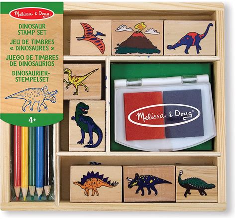 Melissa And Doug Wooden Stamp Set Dinosaurs 8 Stamps 5
