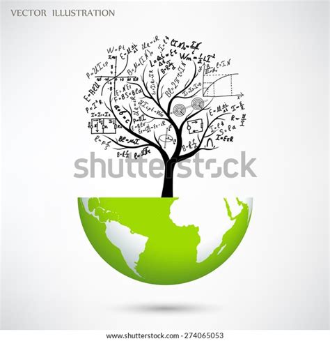 Mathematical Equations Formulas On Tree Growing Stock Vector Royalty