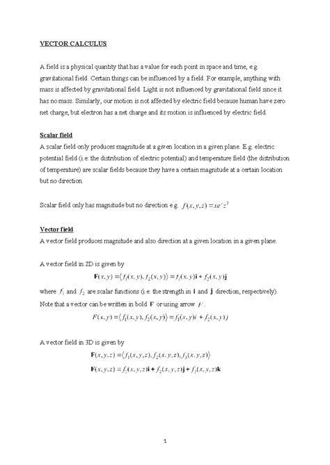 8vector Calculus Vector Calculus A Field Is A Physical Quantity That