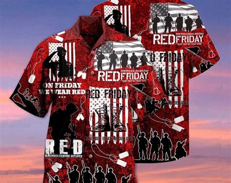 Veteran Red Friday All Over Printed Hawaii Shirt Vintage Hawaiian